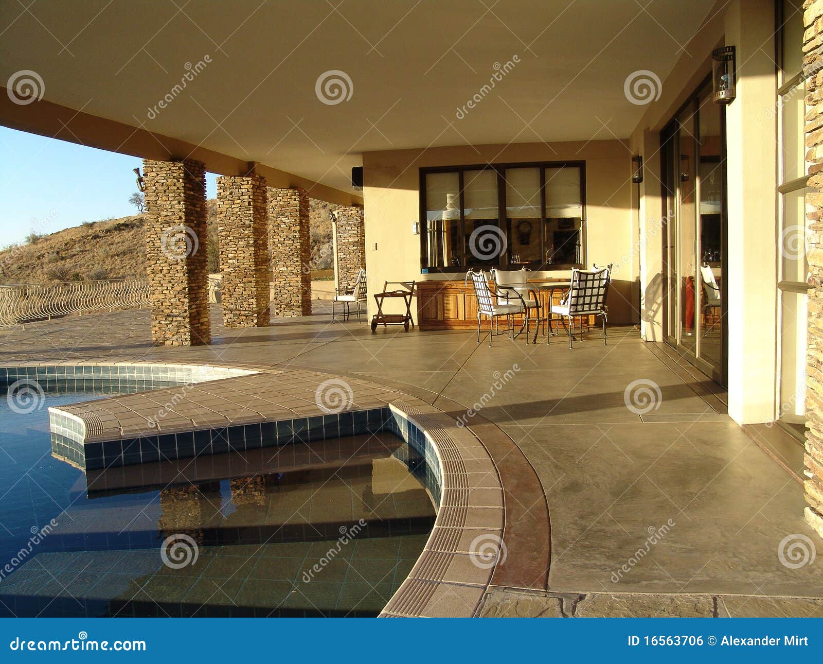 House with Pool in African Desert Stock Photo - Image of back, cactus ...