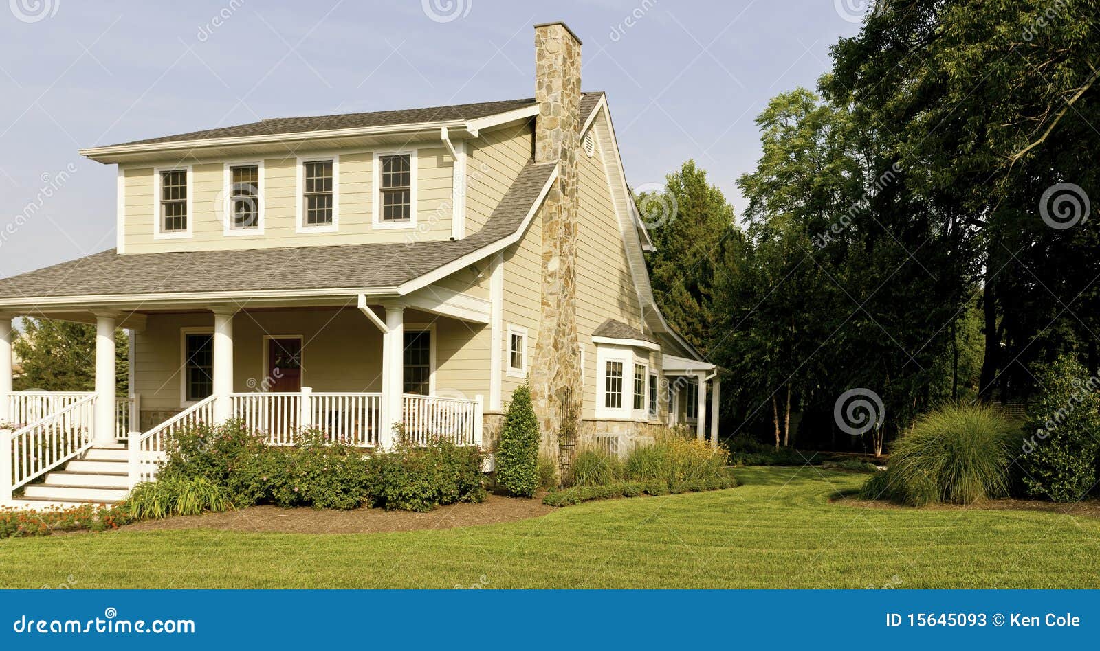 House and porch wide angle stock image. Image of residential - 15645093