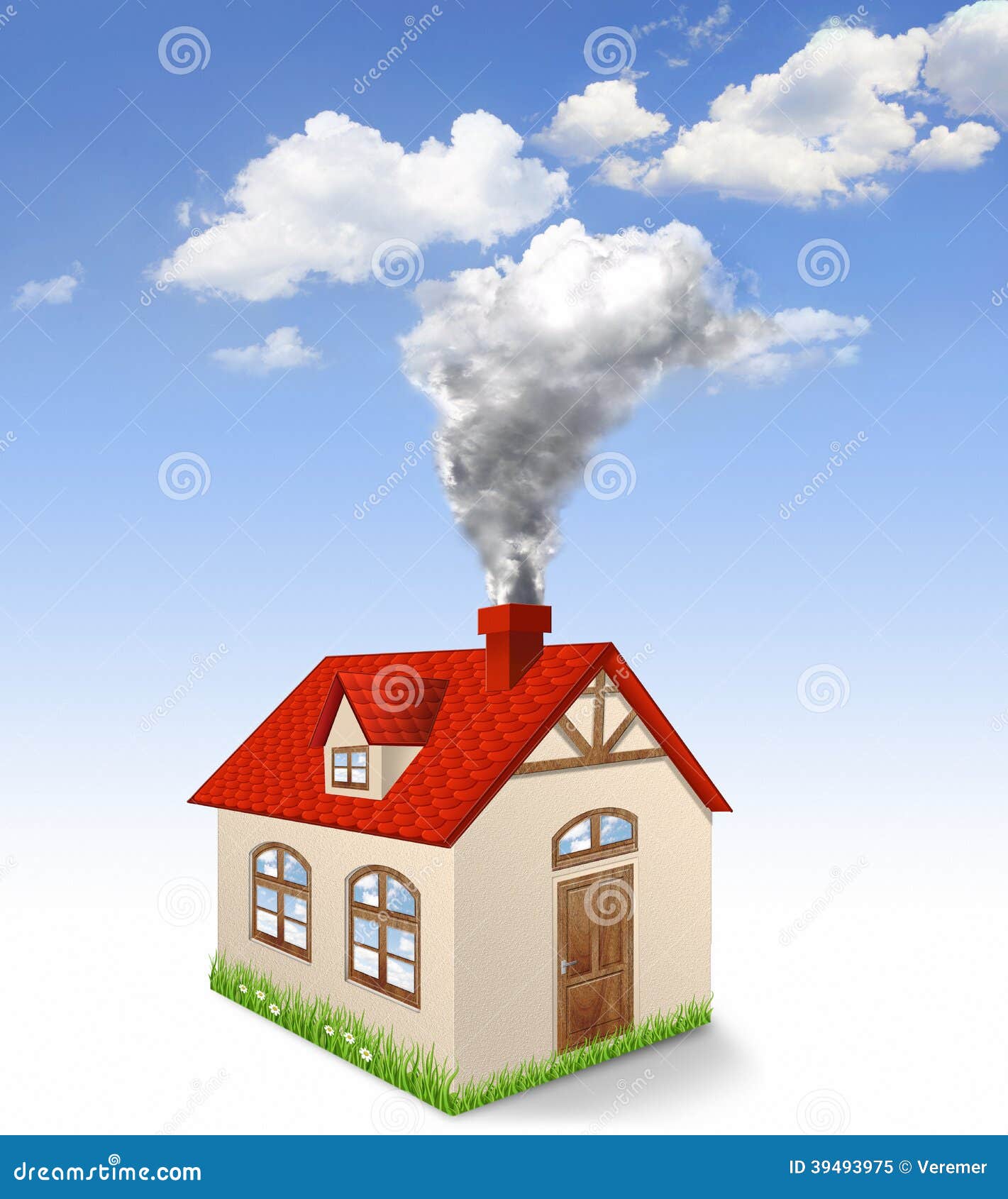 House Produce Smoke from Chimney Stock Illustration - Illustration of ...