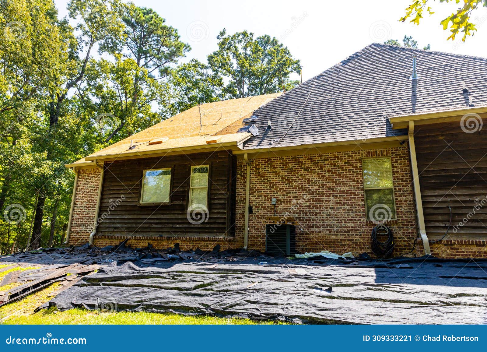 House in Progress of Getting a New Roof Stock Image - Image of house ...