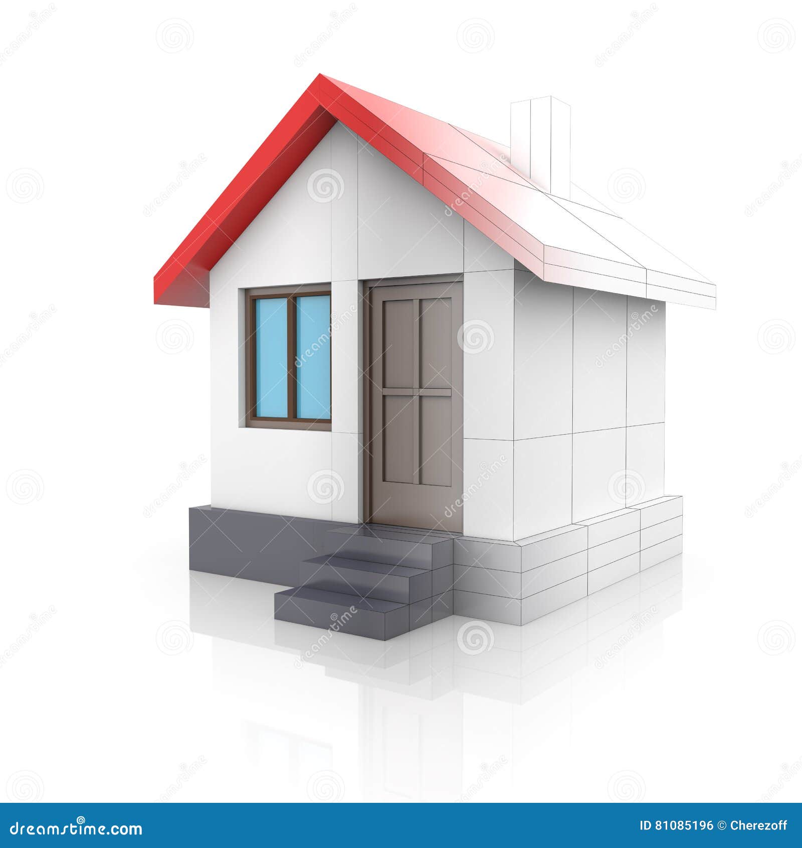 House Project. Drawing Turns into 3d Model Stock Illustration ...