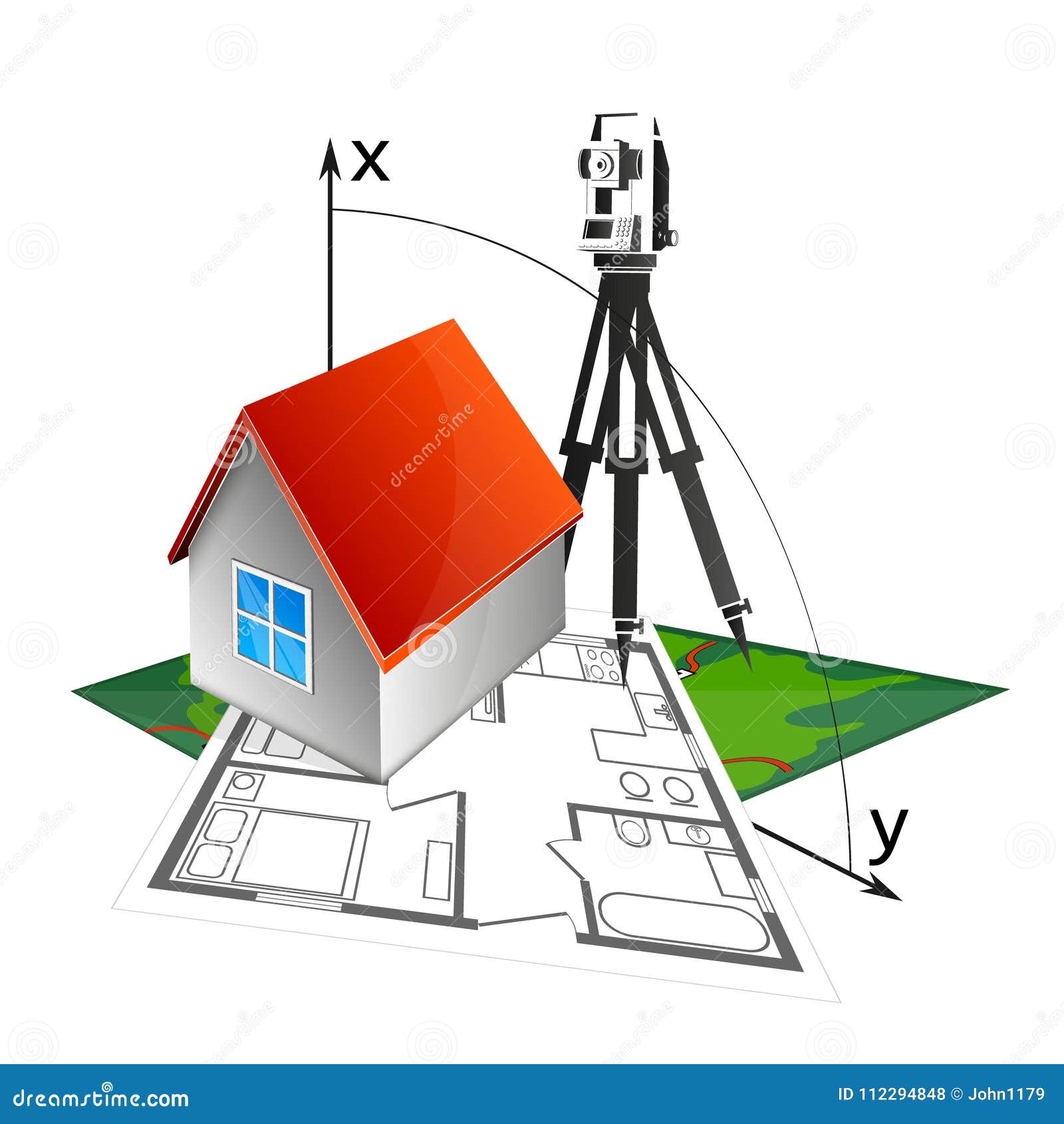 House project and geodesy stock illustration. Illustration of ...