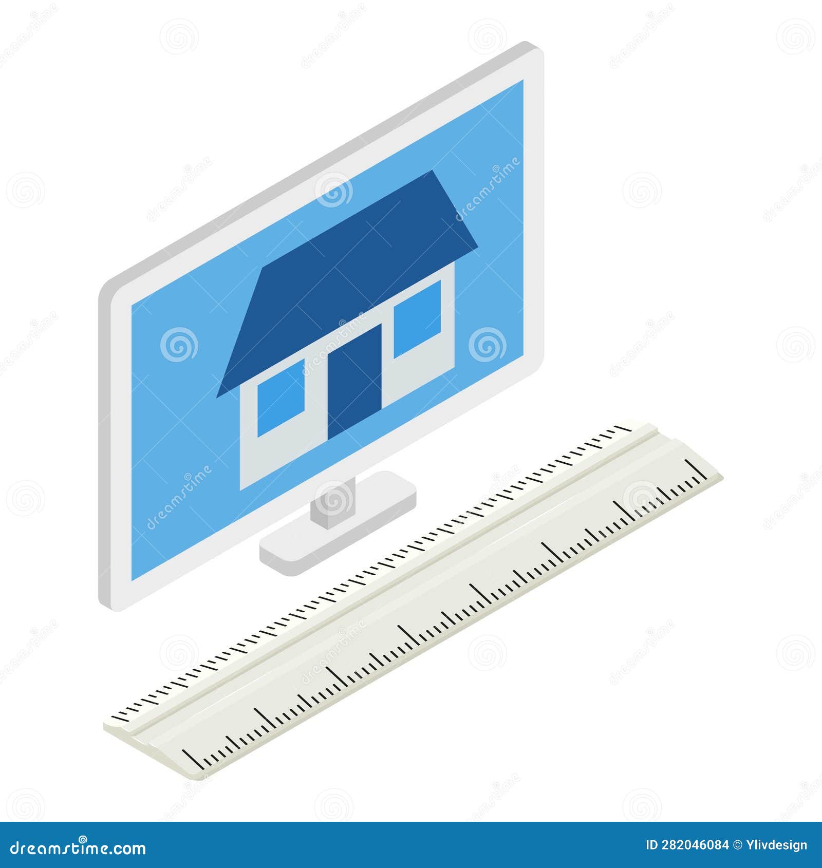 House Project Icon Isometric Vector. Building Icon on Monitor and ...