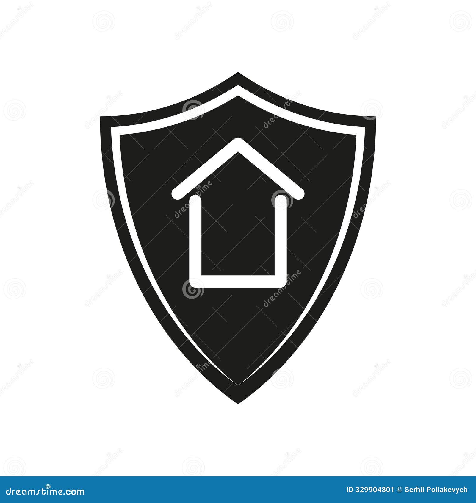 House Protection Icon. Vector Shield Symbol. Black and White. Home ...