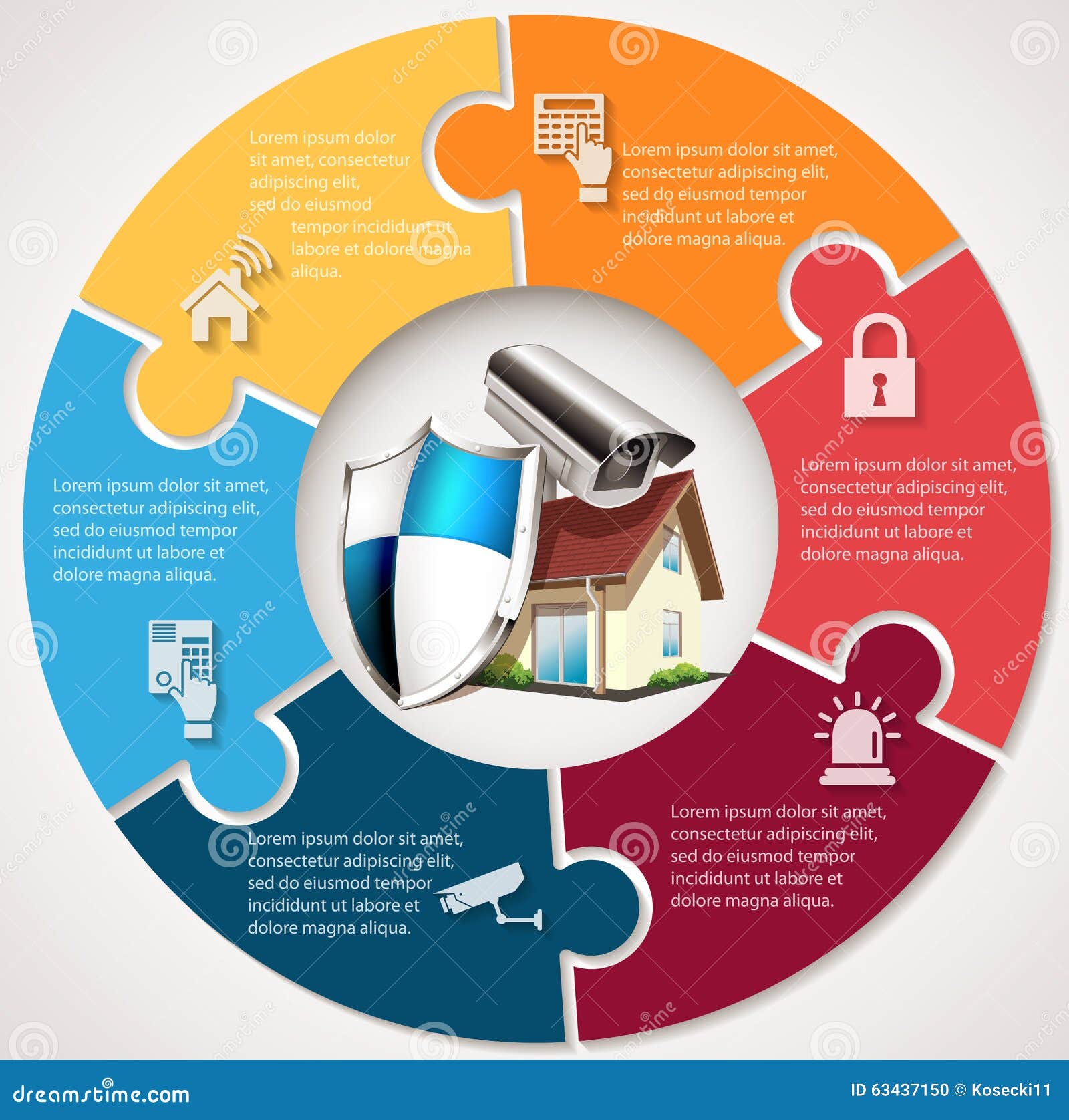 House with Protection Shield and CCTV - Home Security Stock Vector ...