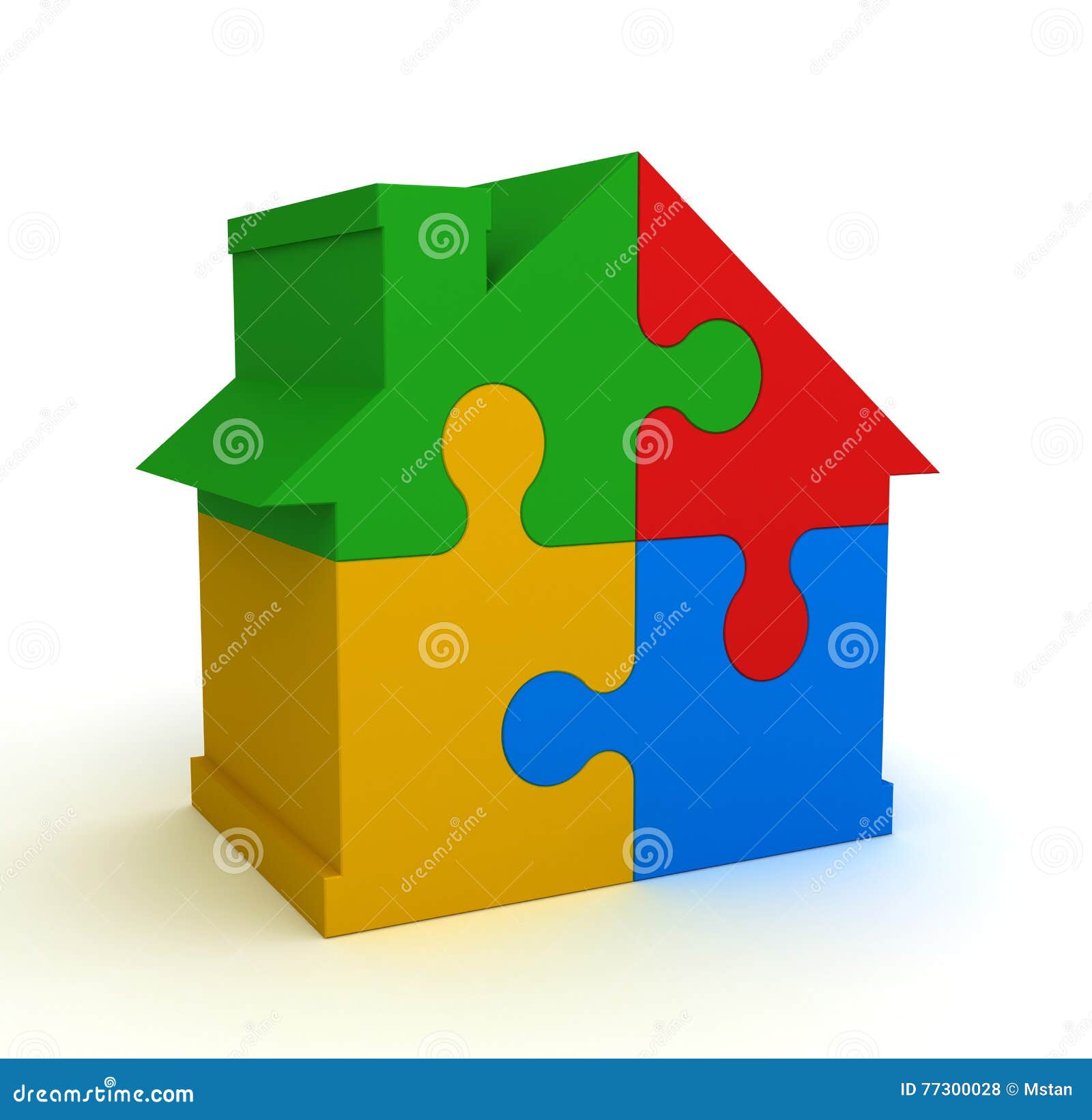 House Puzzle Concept 3d Illustration Stock Illustration - Illustration ...