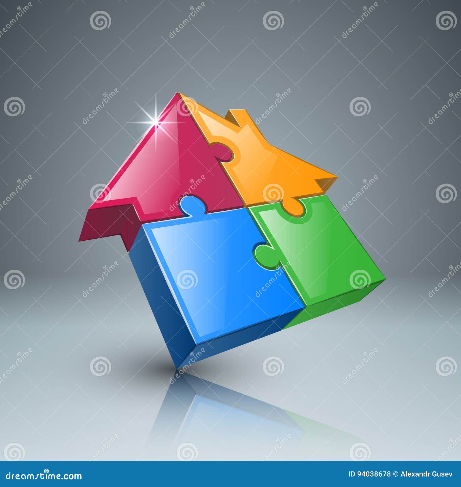 House Puzzle Icon on the Grey Background Stock Vector - Illustration of ...