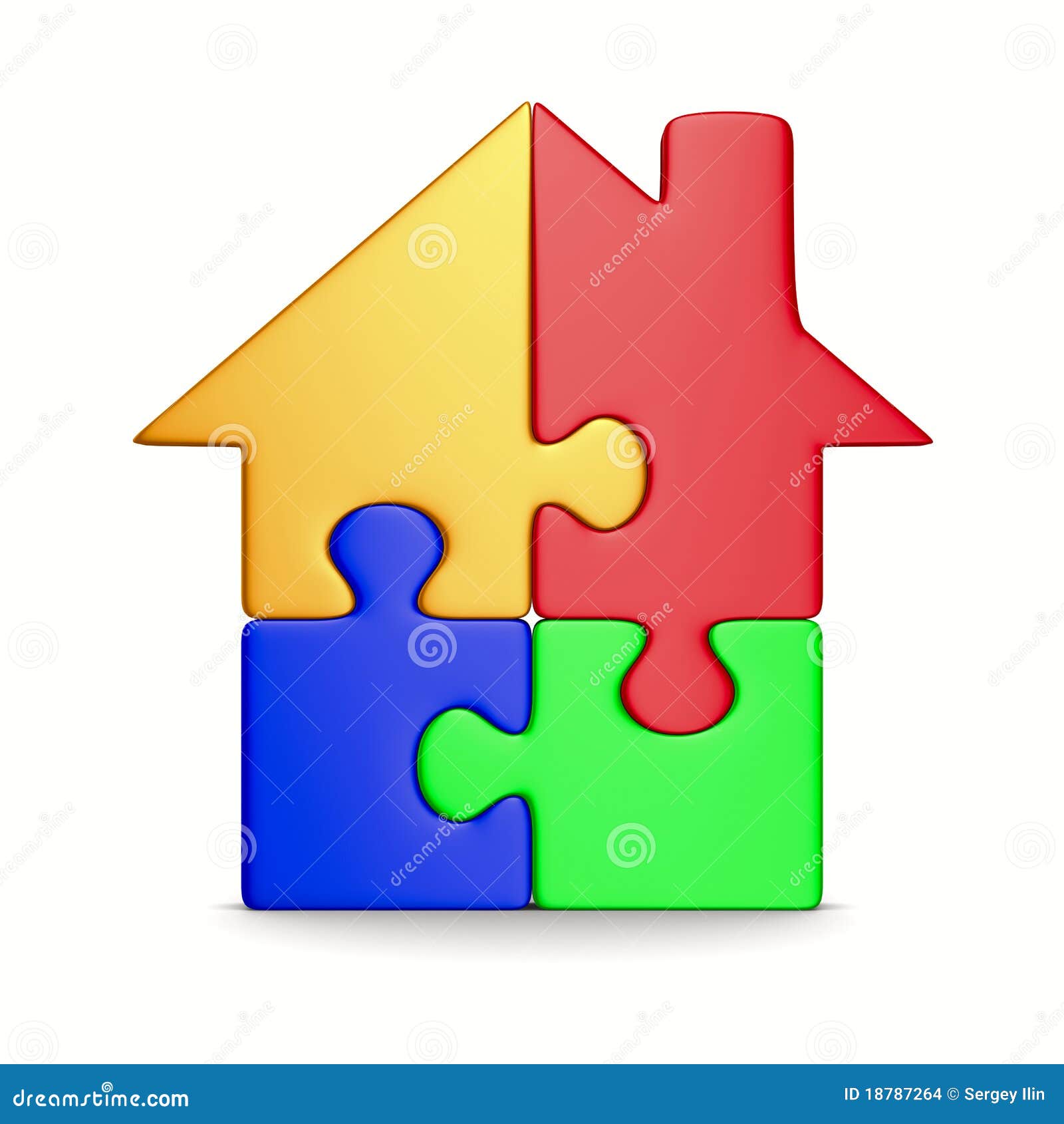House from Puzzle on White. Isolated 3D Stock Illustration ...