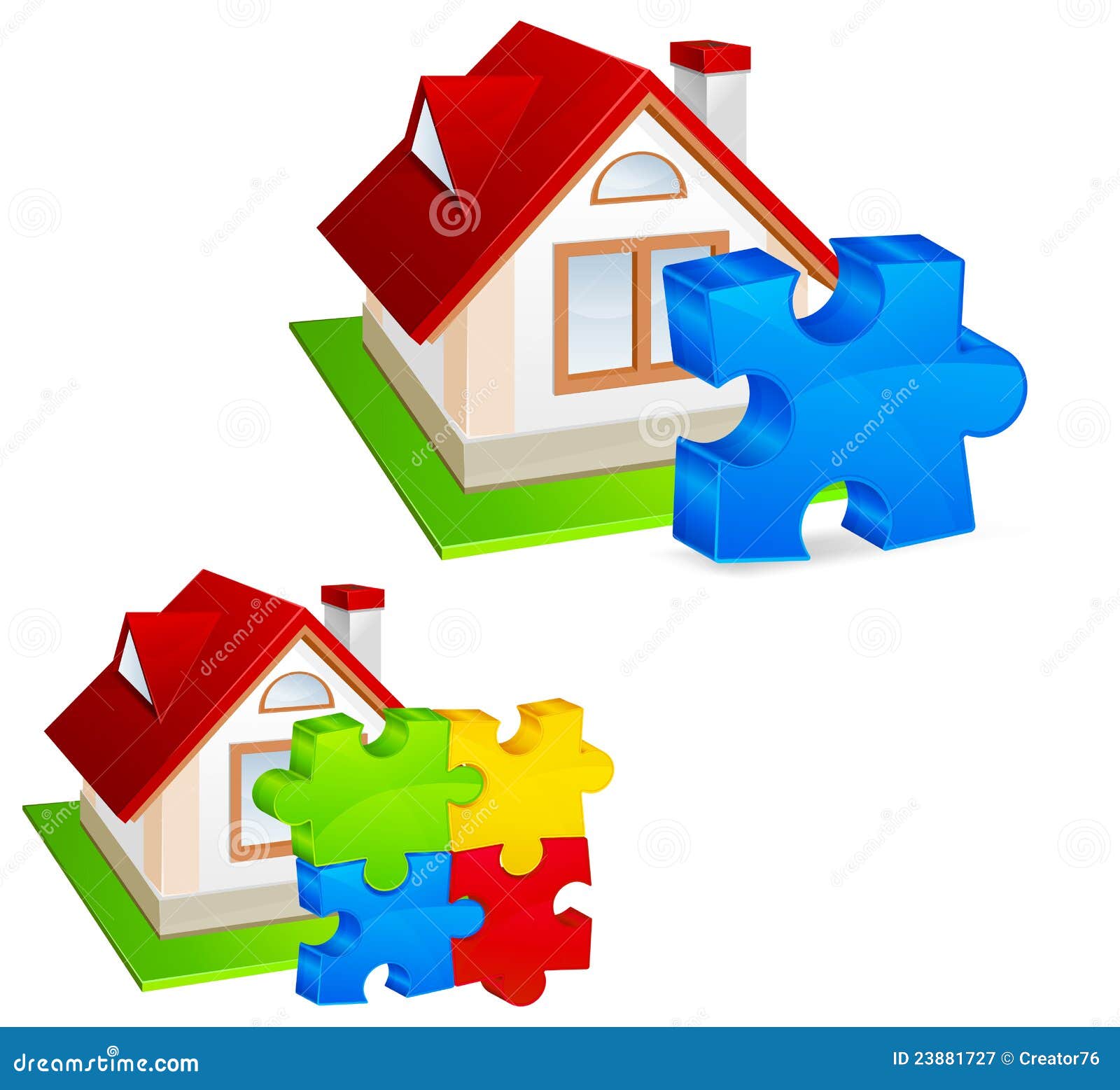 House with puzzles stock vector. Illustration of residence - 23881727