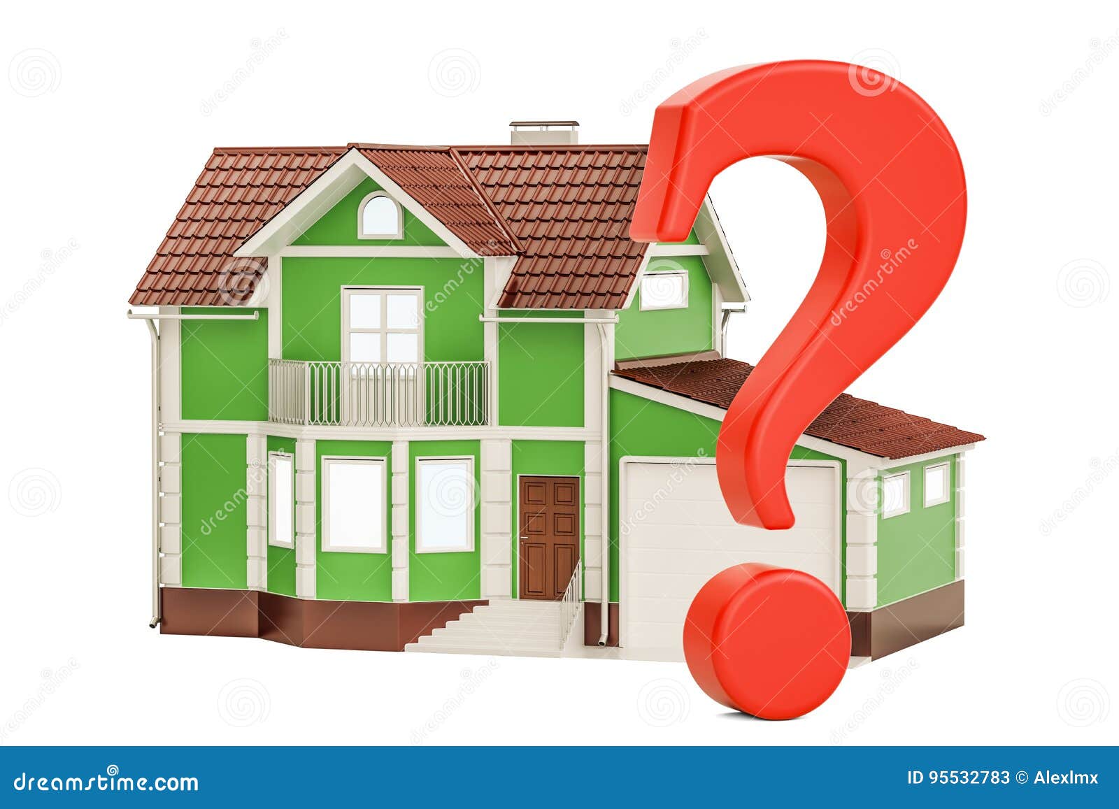 House with Question Mark, 3D Stock Illustration - Illustration of ...