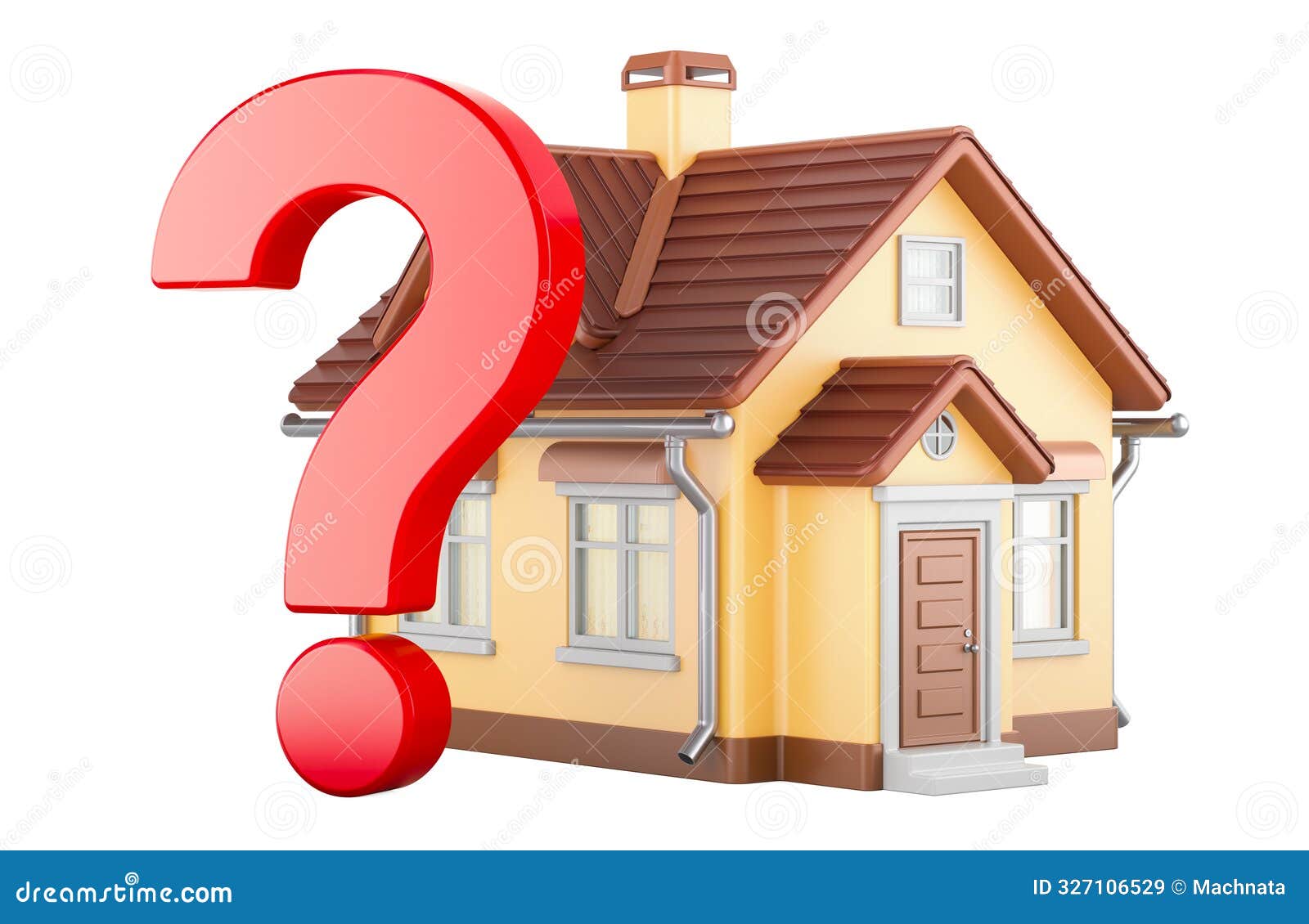 House with Question Mark, 3D Rendering Stock Illustration ...