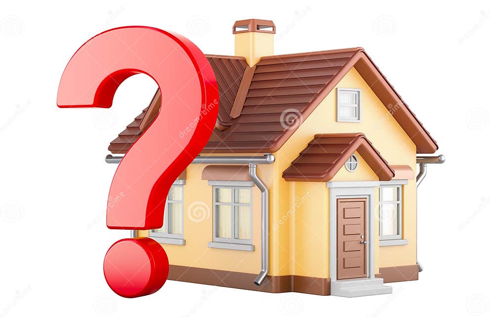House with Question Mark, 3D Rendering Stock Illustration ...