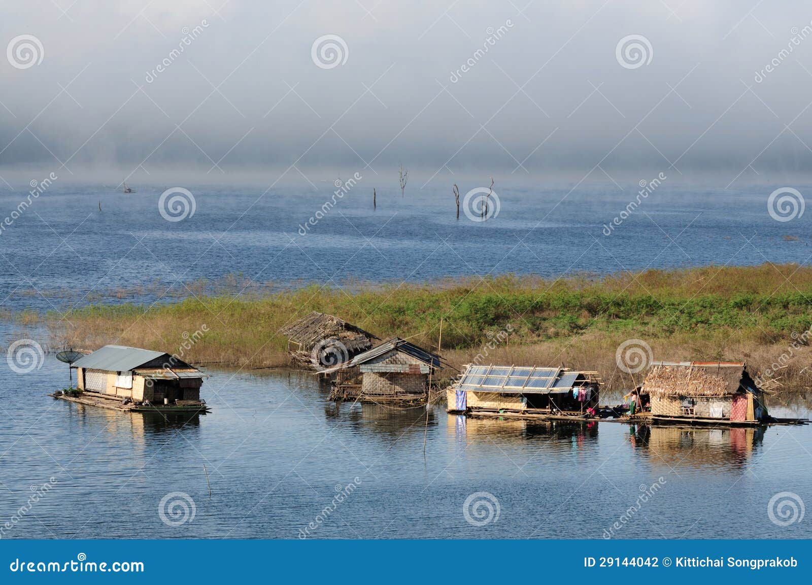 House on raft in the lake stock photo. Image of provice - 29144042
