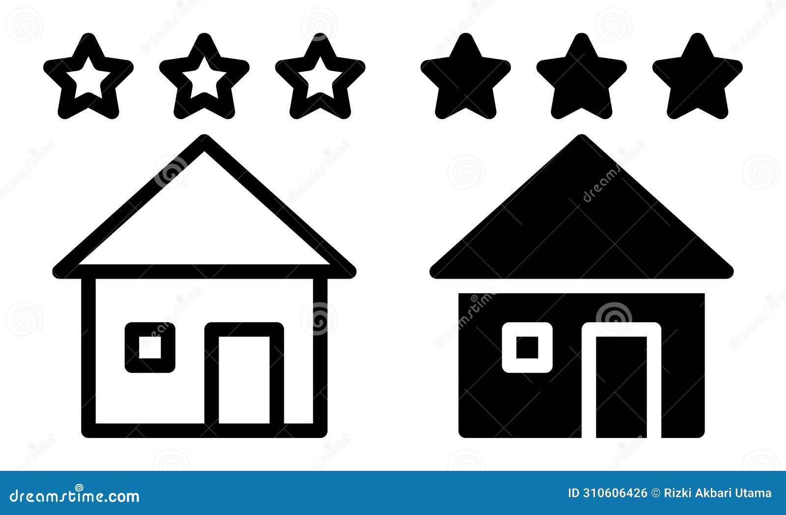 House Rating Icon with Outline and Glyph Style. Stock Vector ...