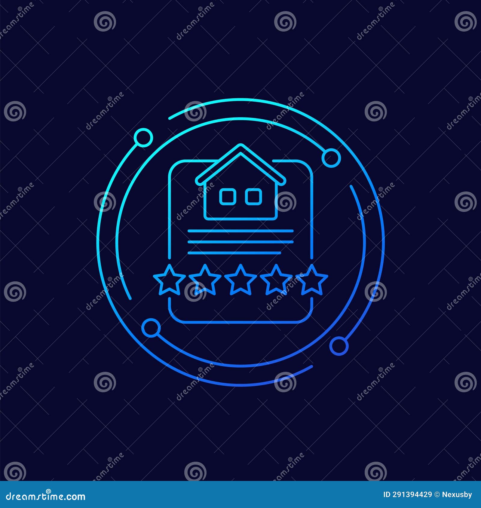 House Rating Icon, Linear Design Stock Illustration - Illustration of ...