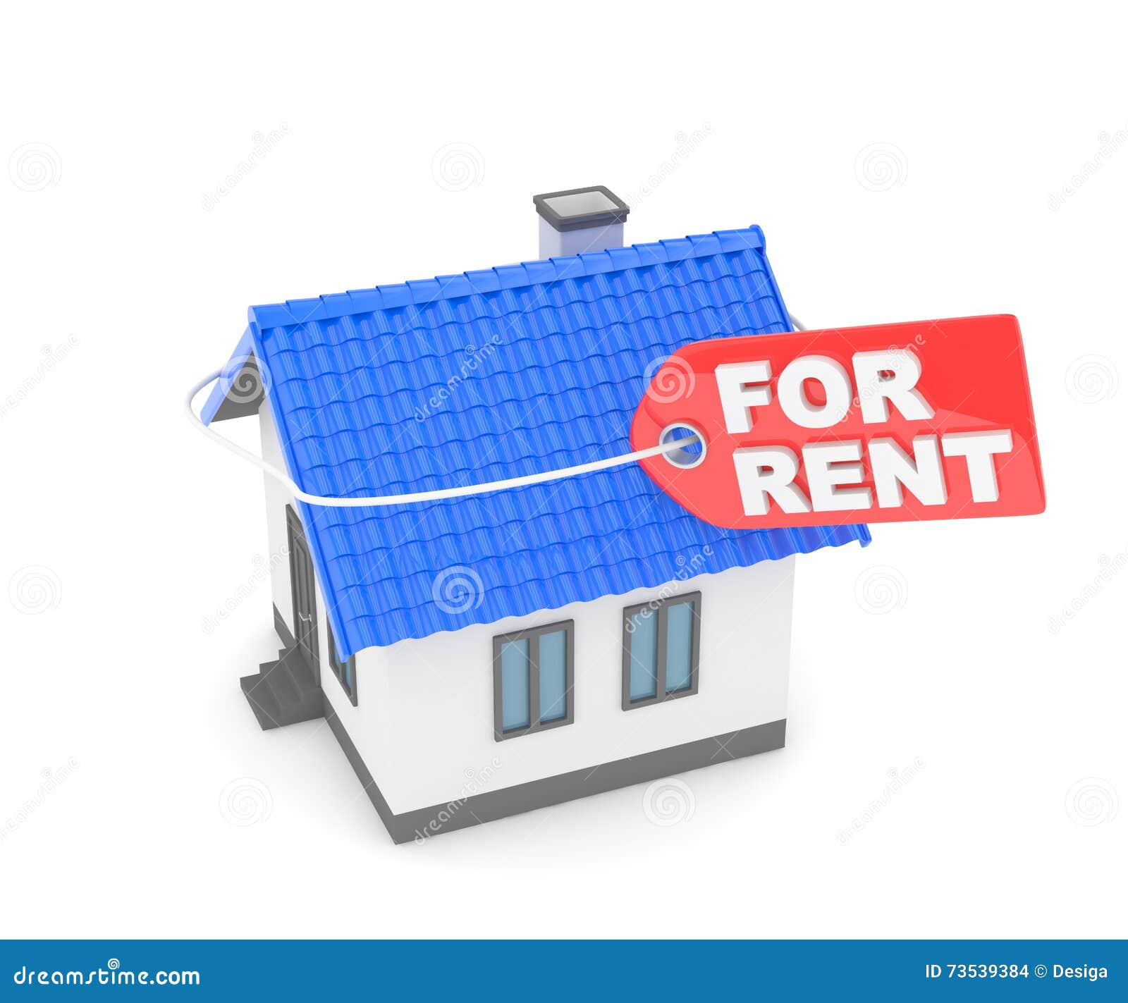 House Real Estate for Rent. 3D Rendering. Stock Illustration ...