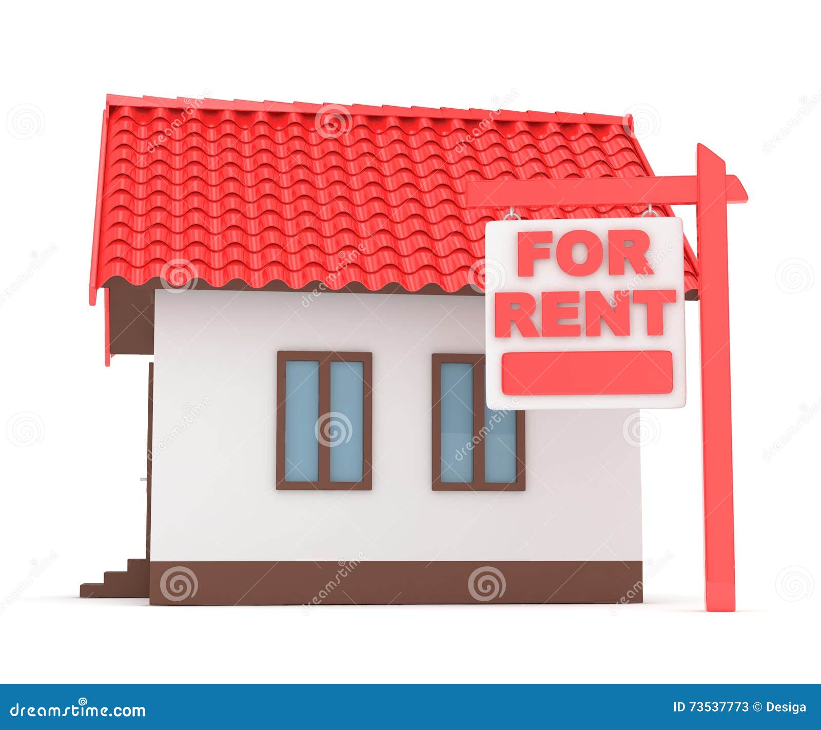 House Real Estate for Rent. 3D Rendering. Stock Illustration ...