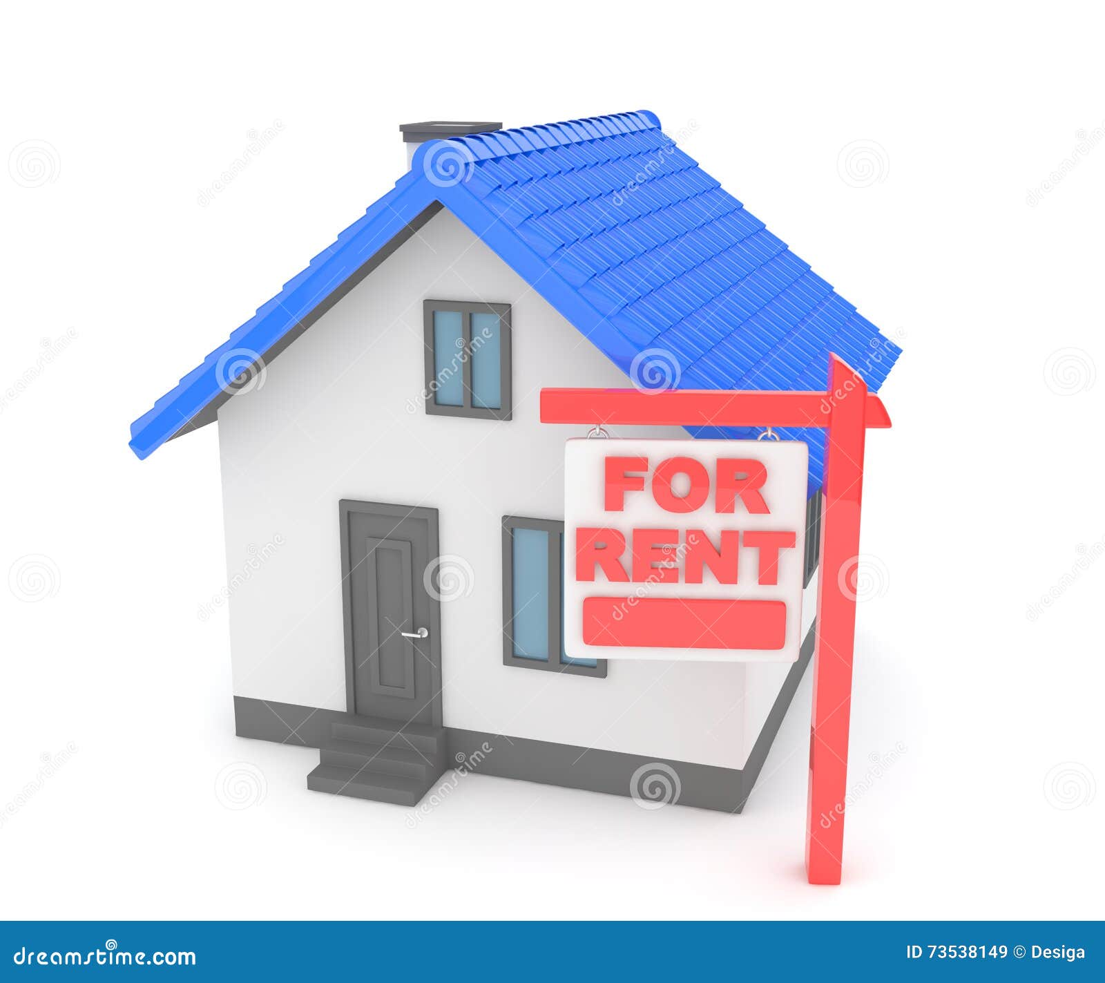 House Real Estate for Rent. 3D Rendering. Stock Illustration ...