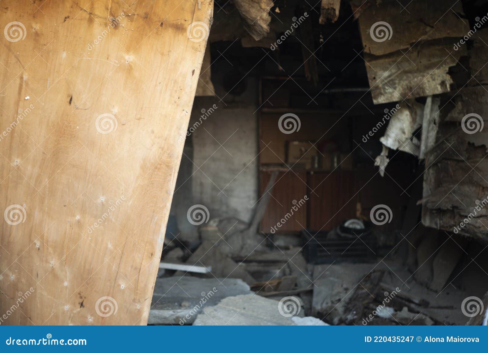 Damaged Roof Inside View. Old House Stock Image - Image of poor ...