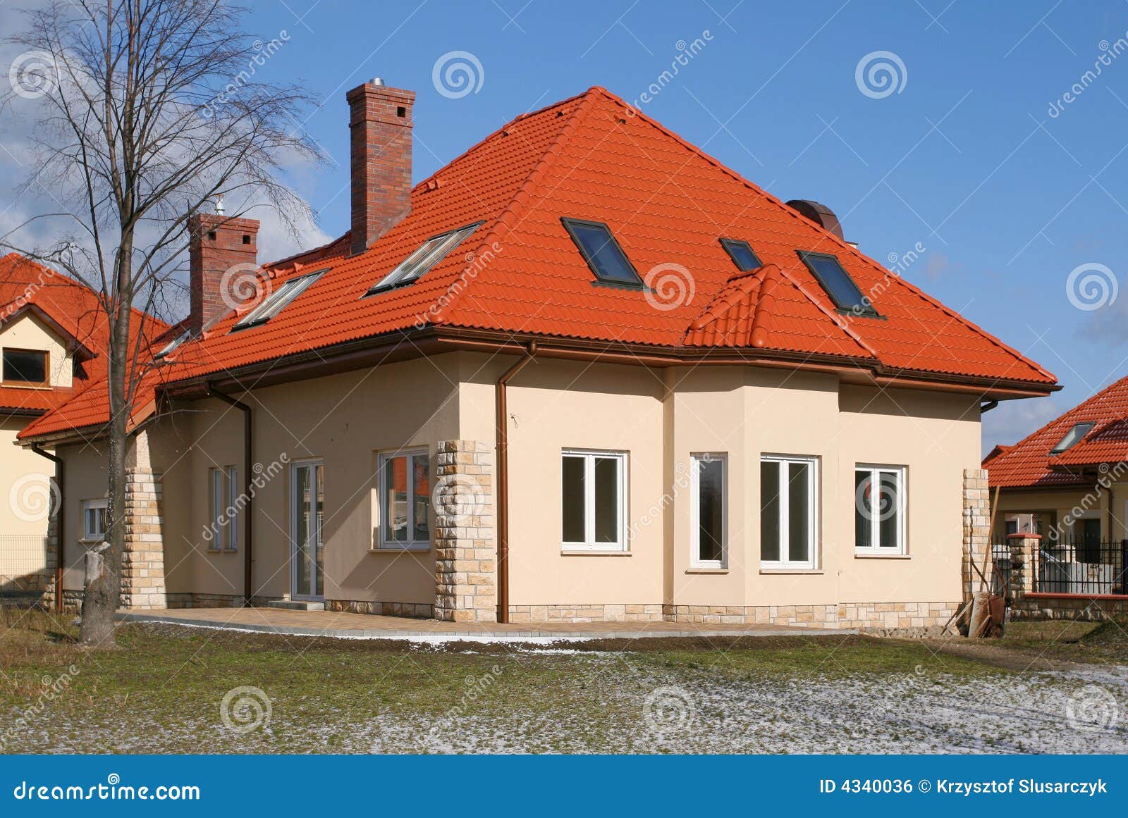House with red roof stock photo. Image of estate, house - 4340036