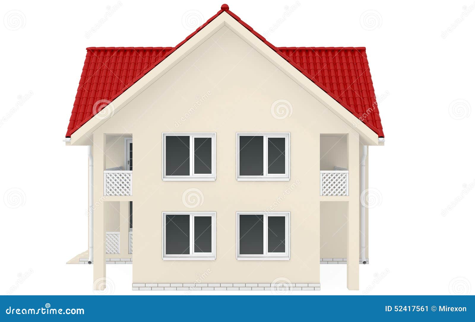 House with Red Roof. Isolated in White Background Stock Illustration ...