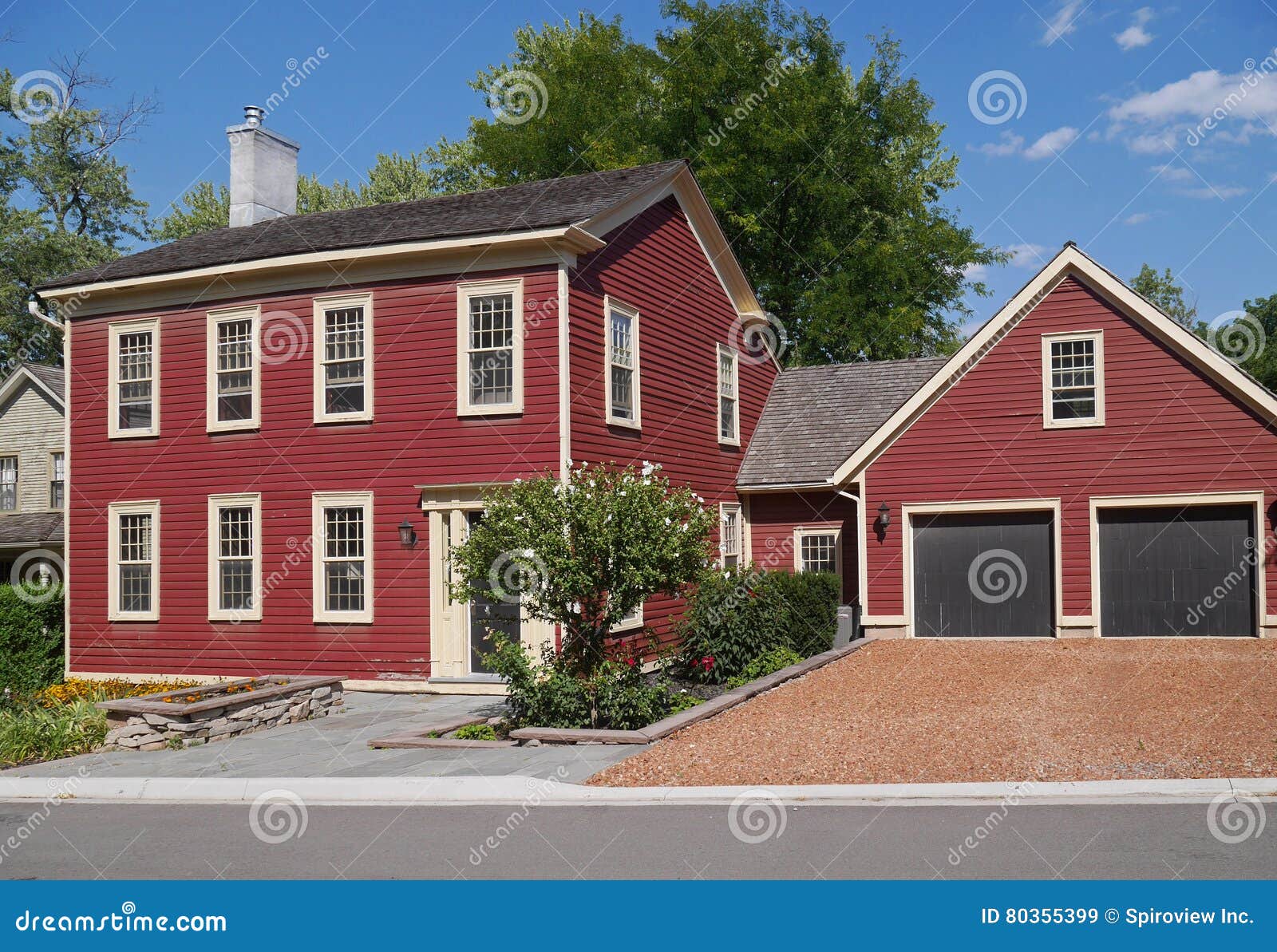 House with red siding stock image. Image of driveway - 80355399