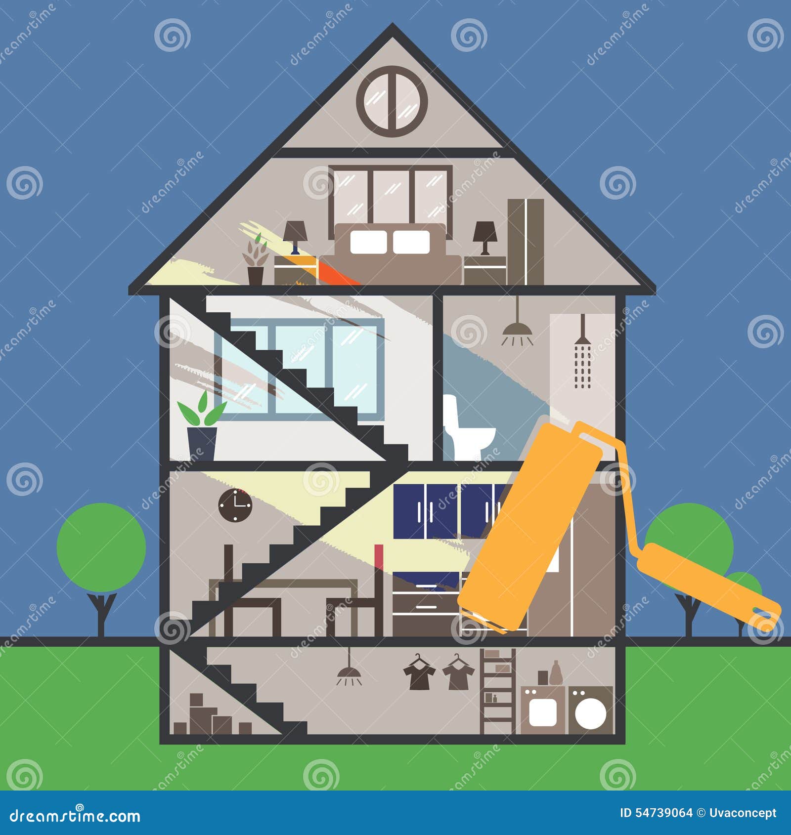House Remodeling, Redevelopment, Repair Home Grey Icon. Cartoon Vector ...
