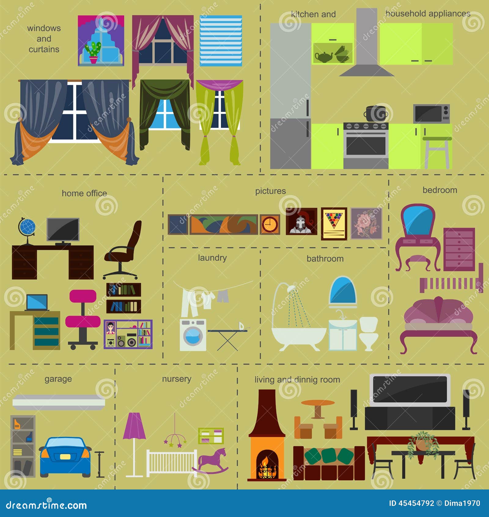 House Remodeling Infographic. Set Interior Elements for Creating Stock ...