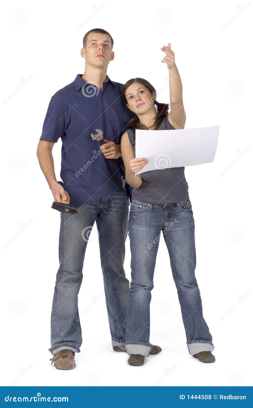 House Renovation - Couple Looking Around Stock Photo - Image of hammer ...