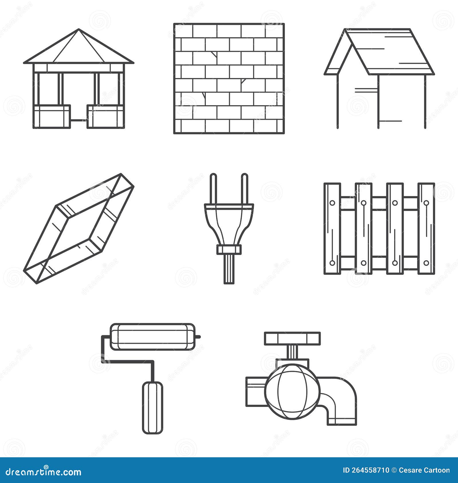 House renovation icon set stock vector. Illustration of house - 264558710