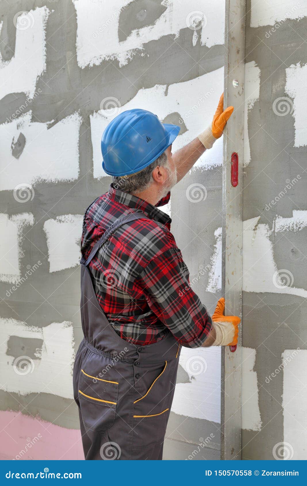 House Renovation, Polystyrene Wall Insulation, Level Tool Stock Photo ...