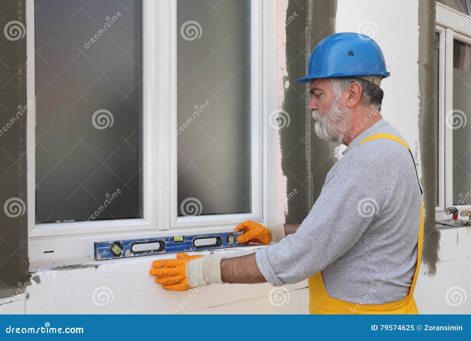 House Renovation, Polystyrene Wall Insulation, Level Tool Stock Image ...