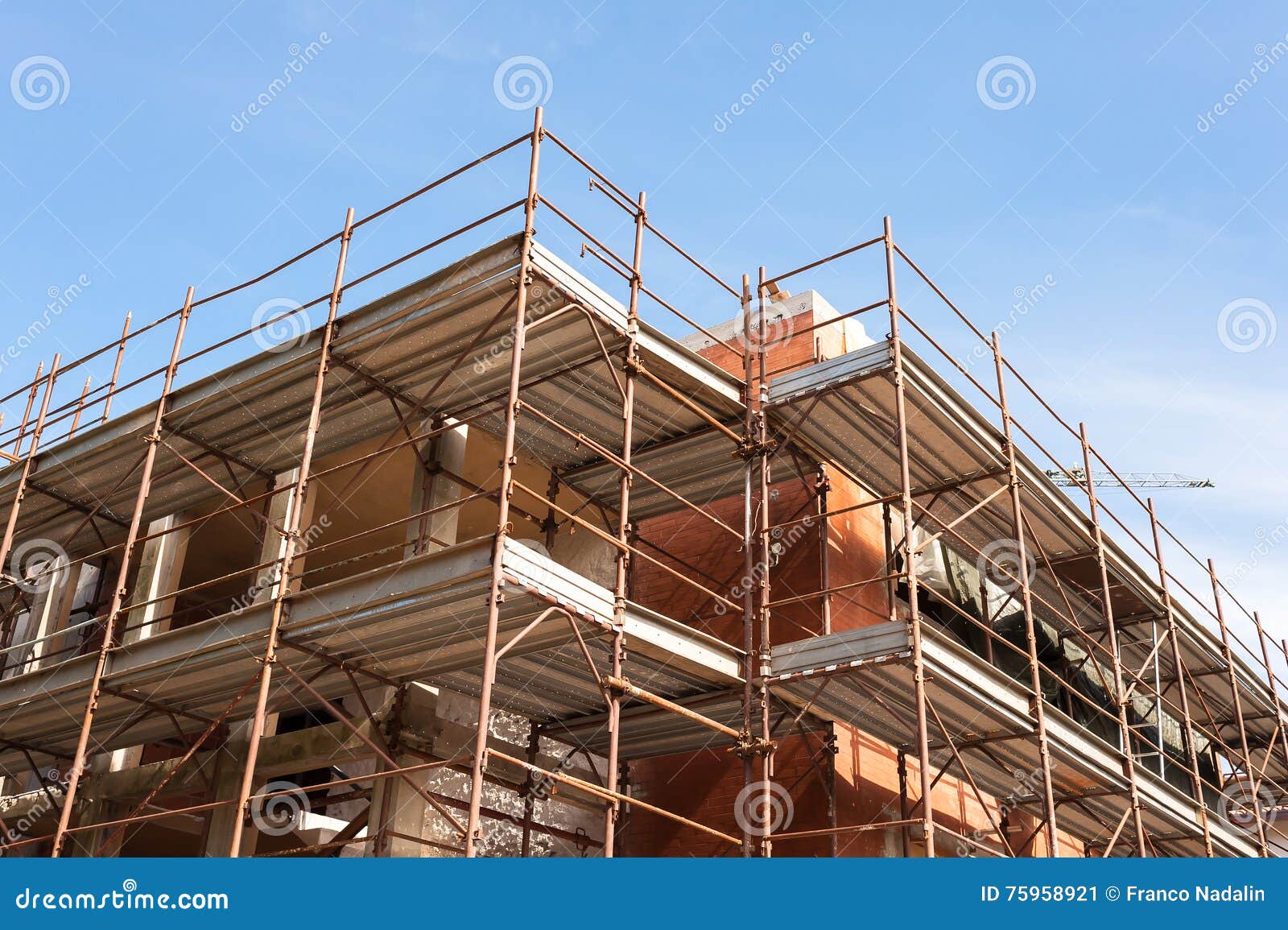 House for Renovation with the Scaffolding for Bricklayers Stock Image ...