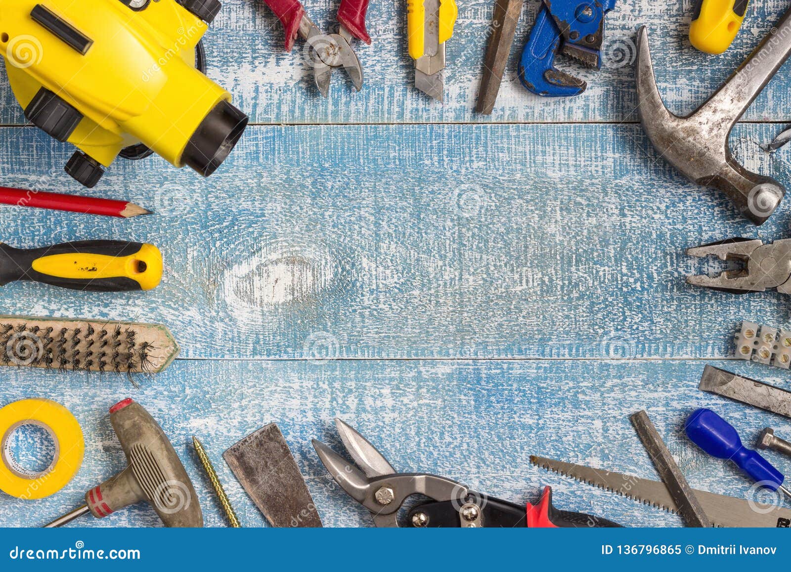 House Renovation Tools and Accessories. Top View Stock Image - Image of ...