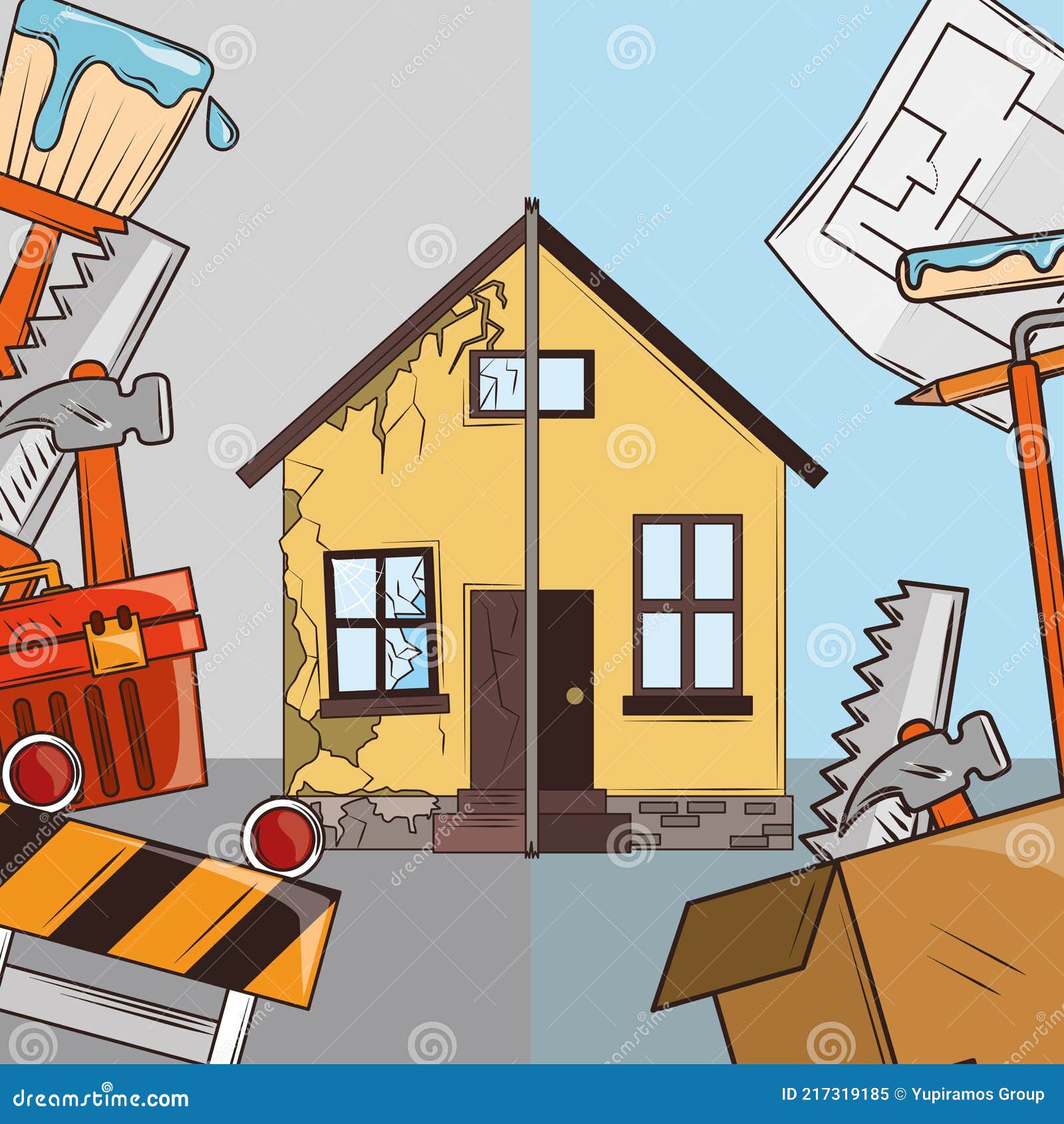 House renovation cartoon stock vector. Illustration of project - 217319185