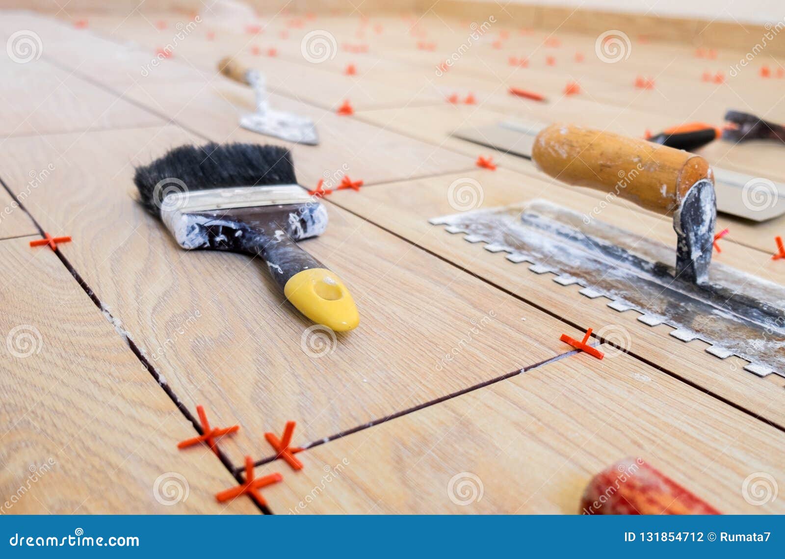 House Renovation Tools on Yellow Ceramic Background Stock Photo - Image ...