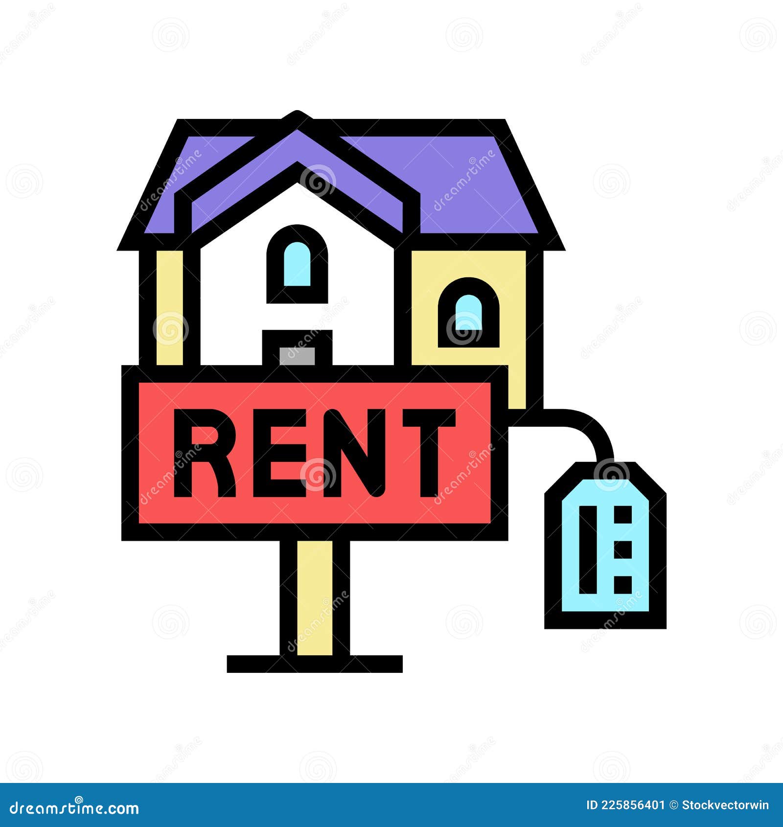 House Rent Color Icon Vector Illustration Stock Vector - Illustration ...