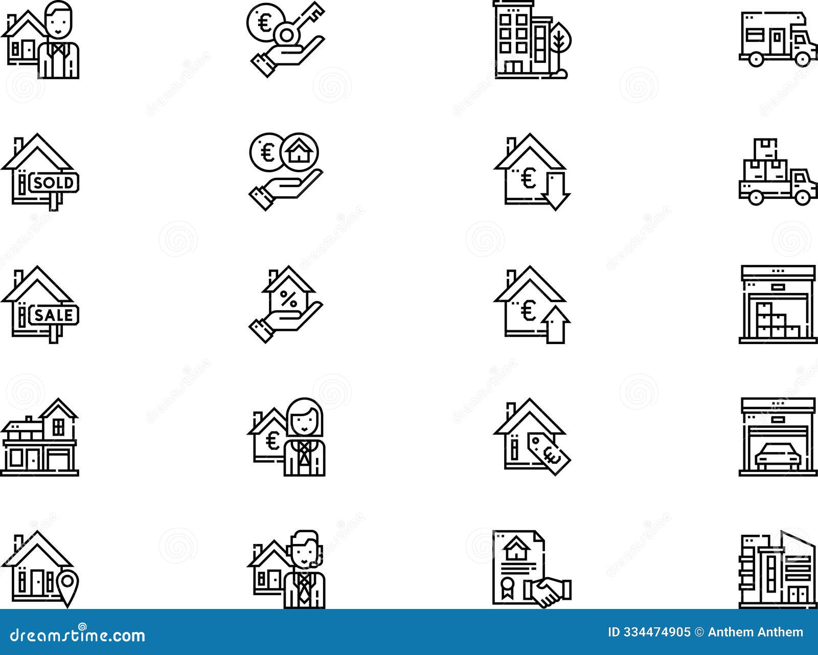 House Rental Icons Collection is a Vector Illustration with Editable ...