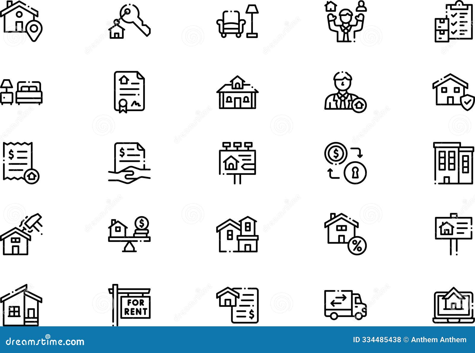 House Rental Icons Collection is a Vector Illustration with Editable ...