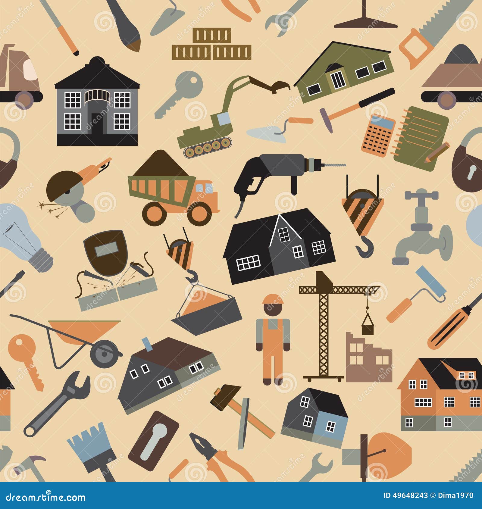 House Repair and Construction Background Stock Vector - Illustration of ...