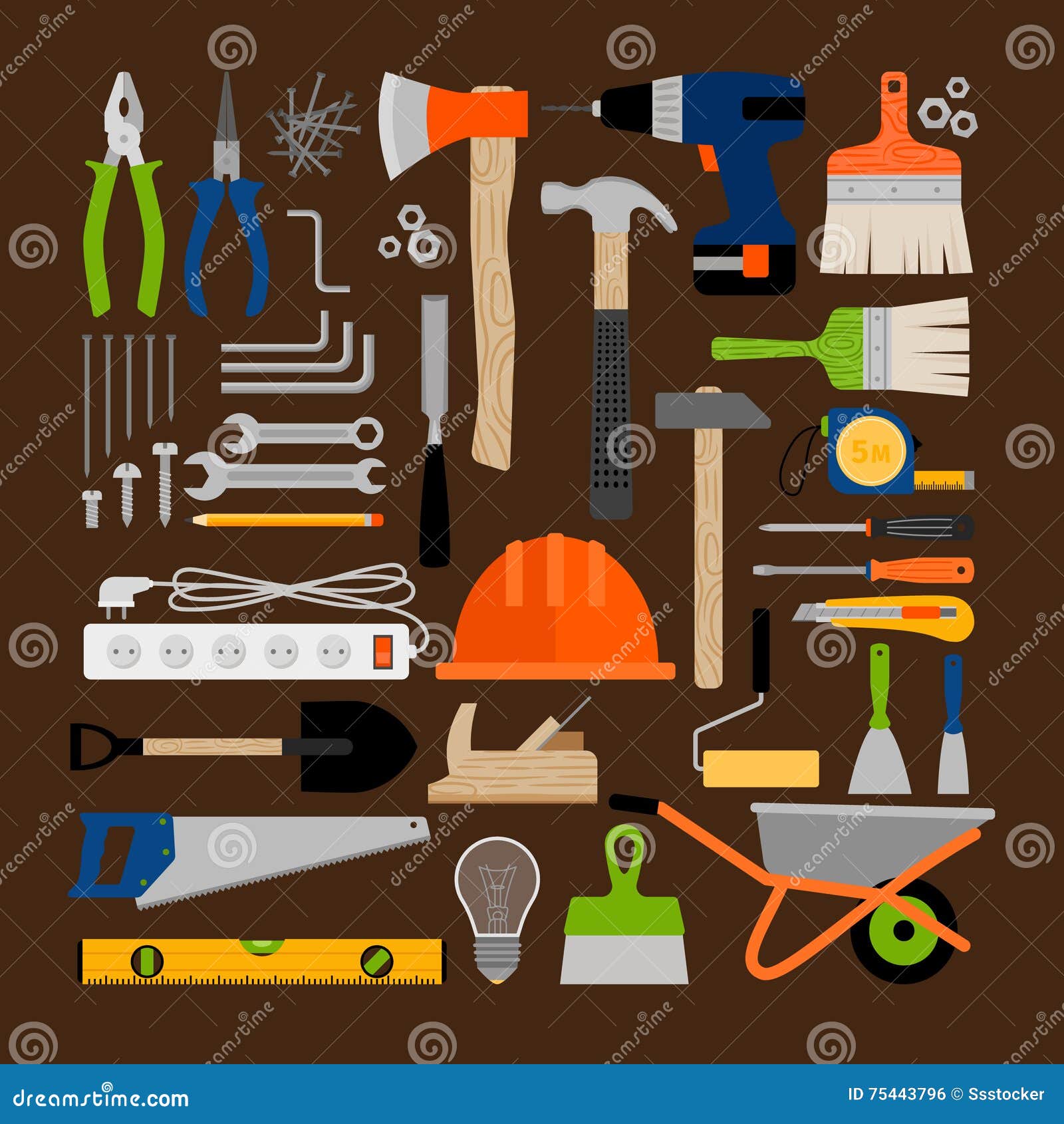 House Repair Working Tools Icons Stock Vector - Illustration of ...