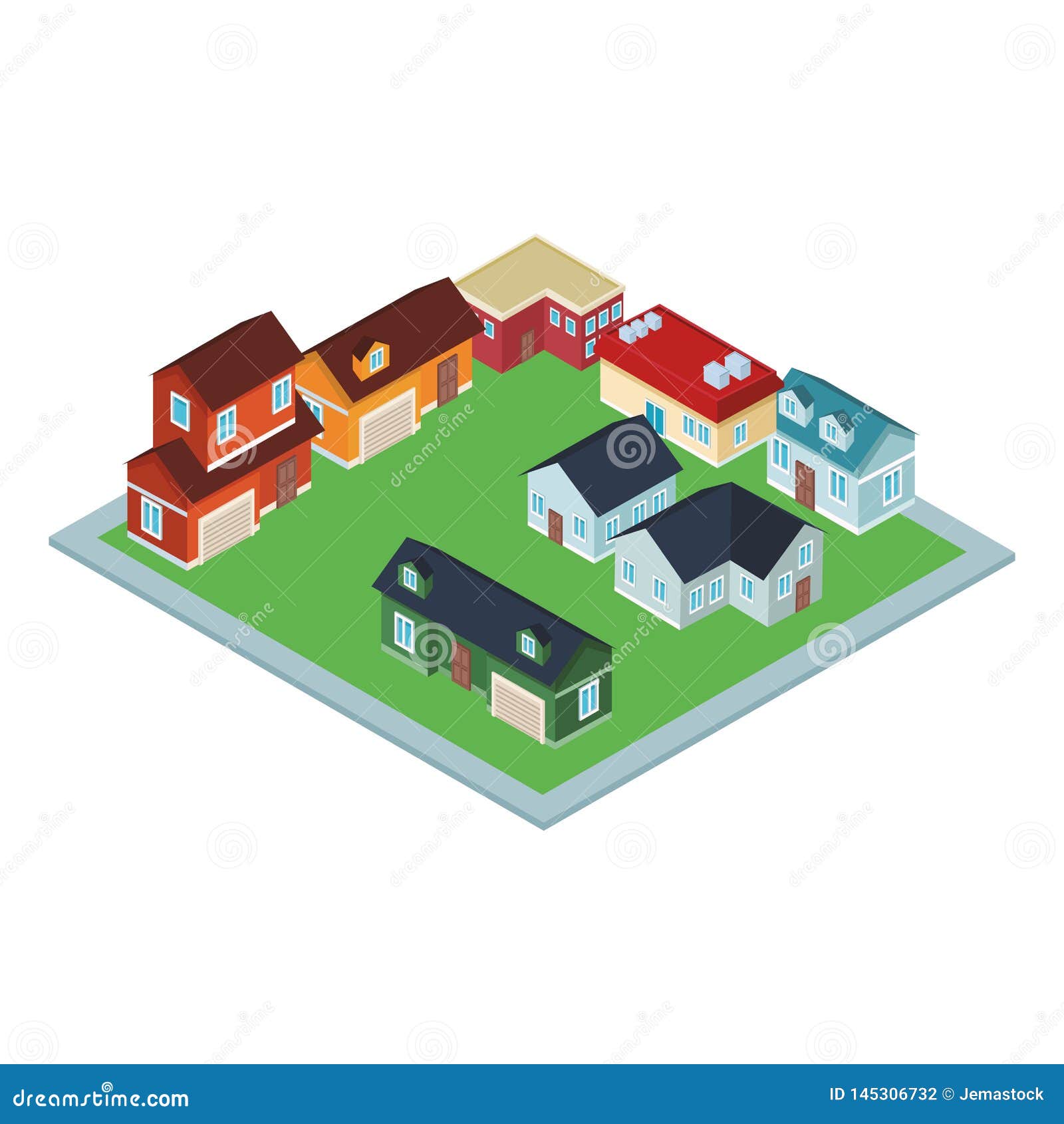 House residences isometric stock vector. Illustration of build - 145306732