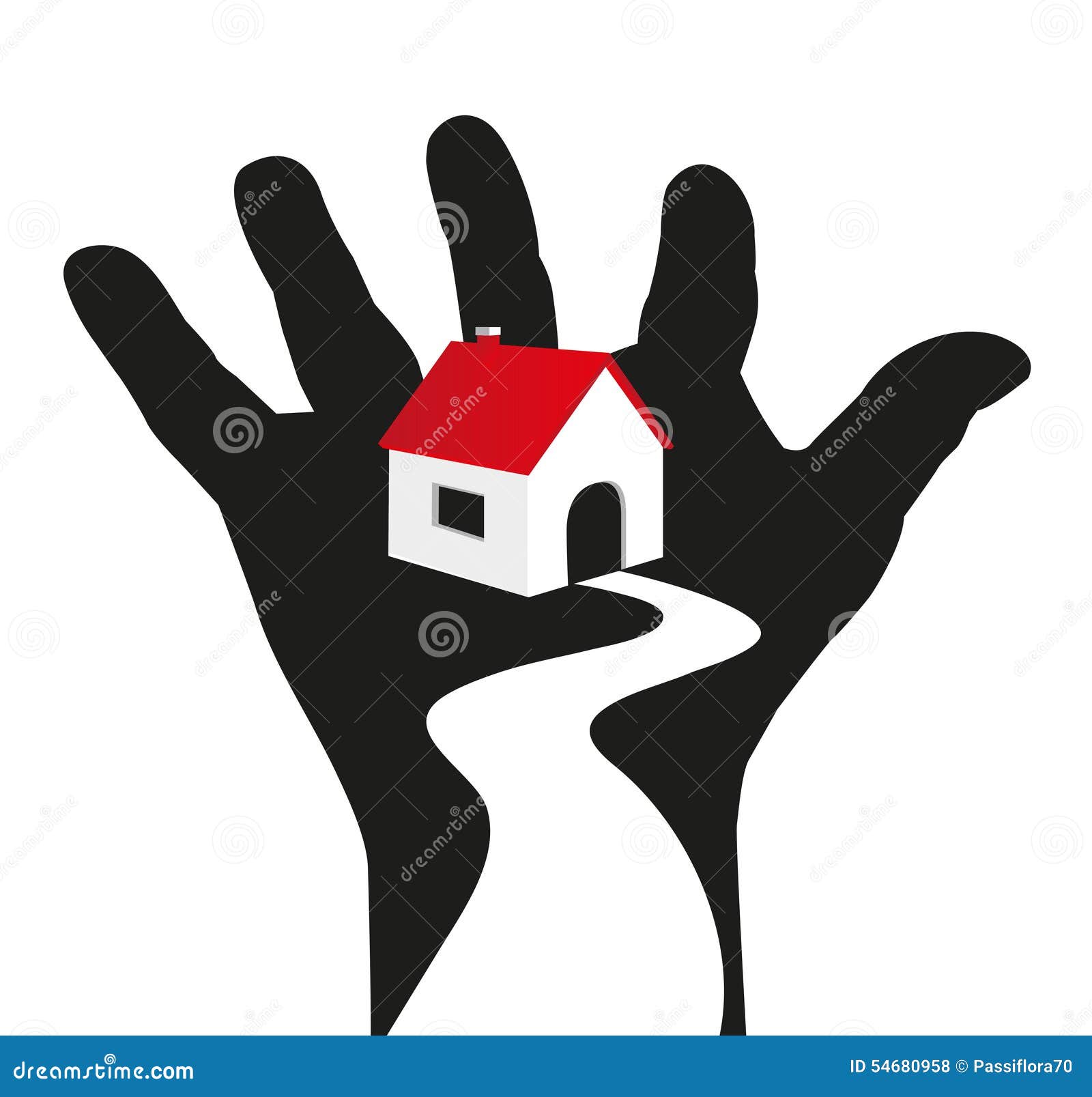 House resting on hand stock vector. Illustration of villa - 54680958