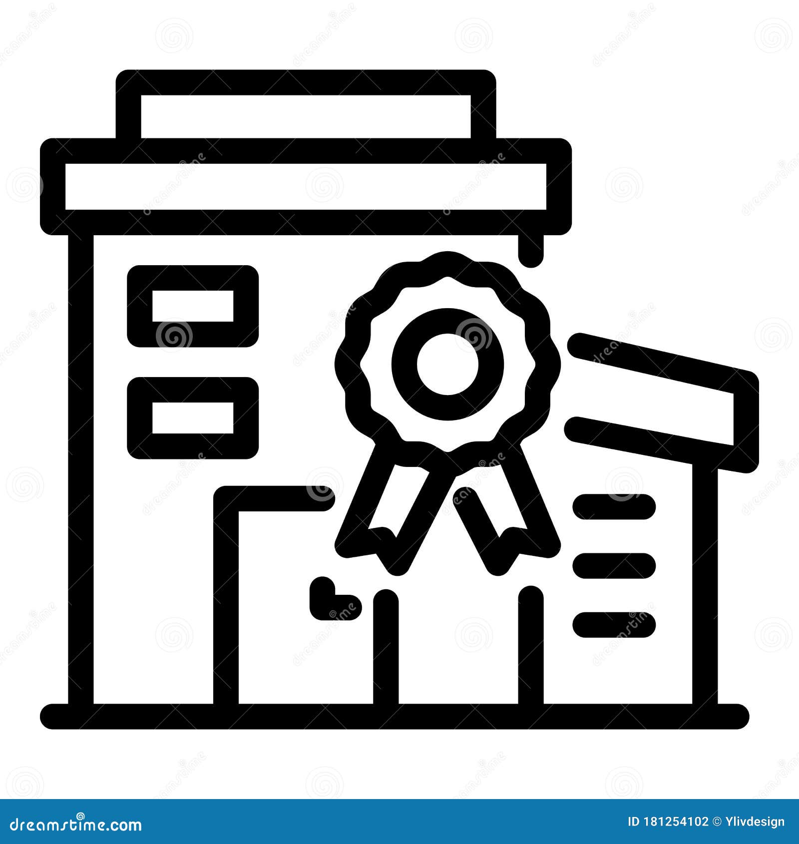 House with a Reward Icon, Outline Style Stock Vector - Illustration of ...