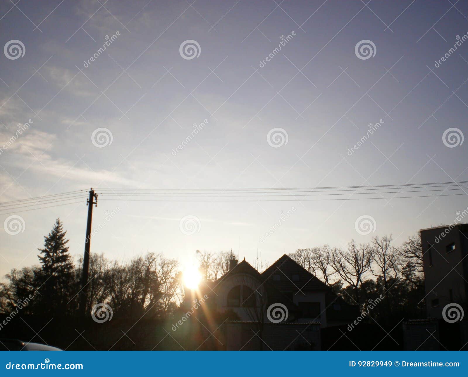 The house with rising sun stock image. Image of nature - 92829949