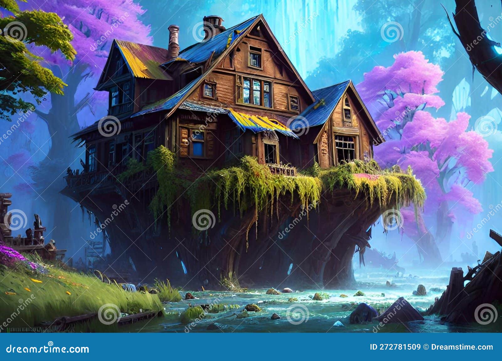 House and river stock illustration. Illustration of river - 272781509