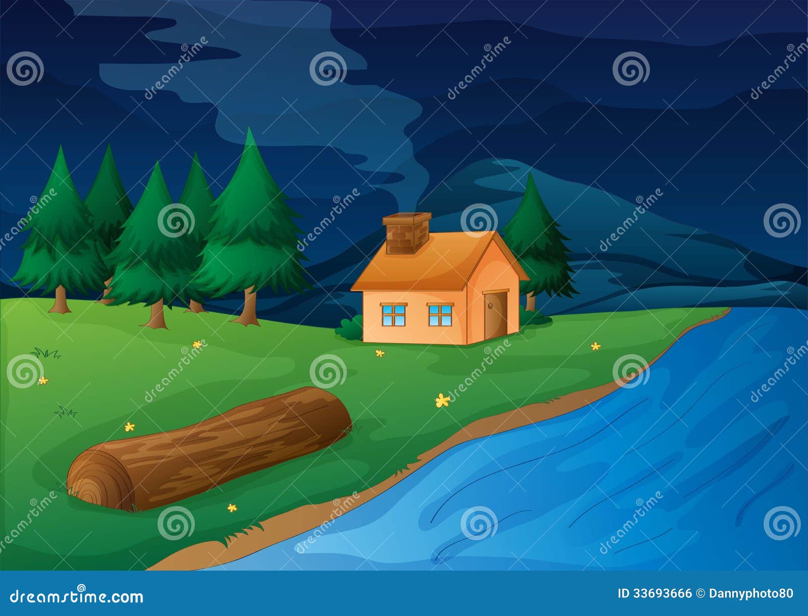 House and river stock illustration. Illustration of grass - 33693666
