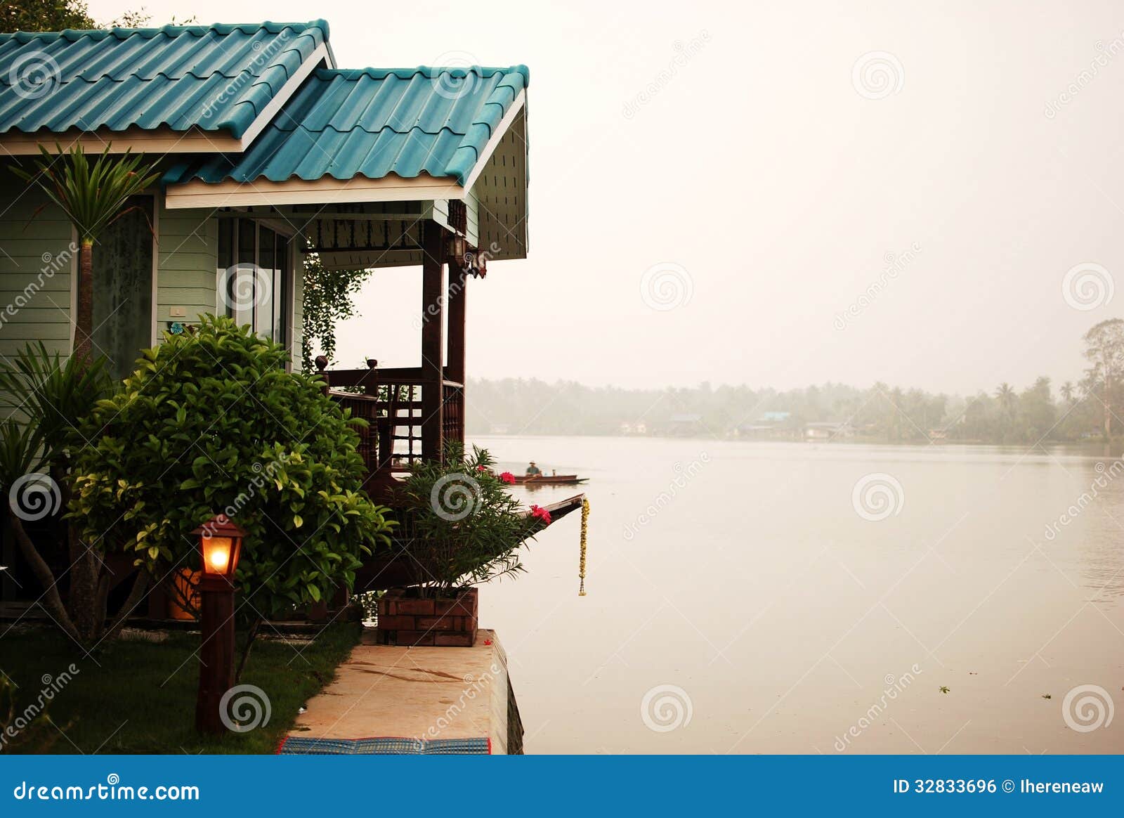 House beside the river stock photo. Image of dock, barge - 32833696