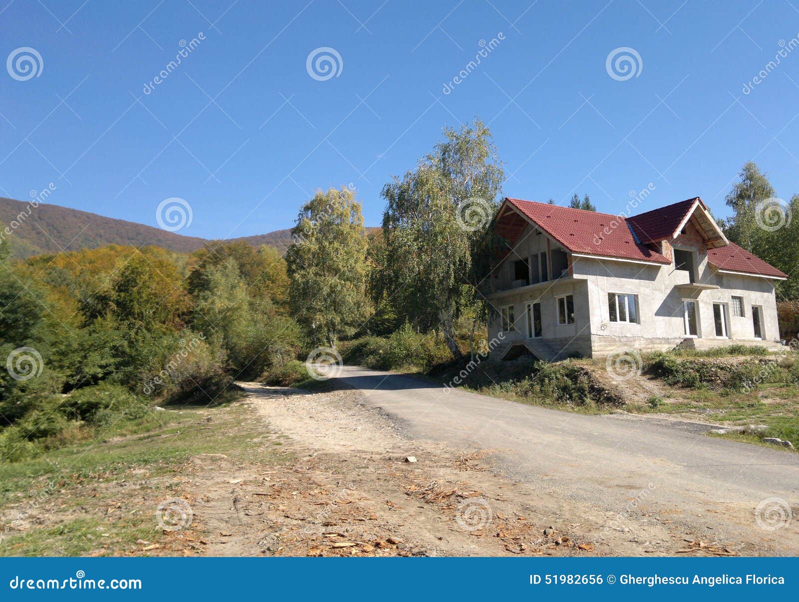 House by the roadside stock photo. Image of autumn, horizon - 51982656