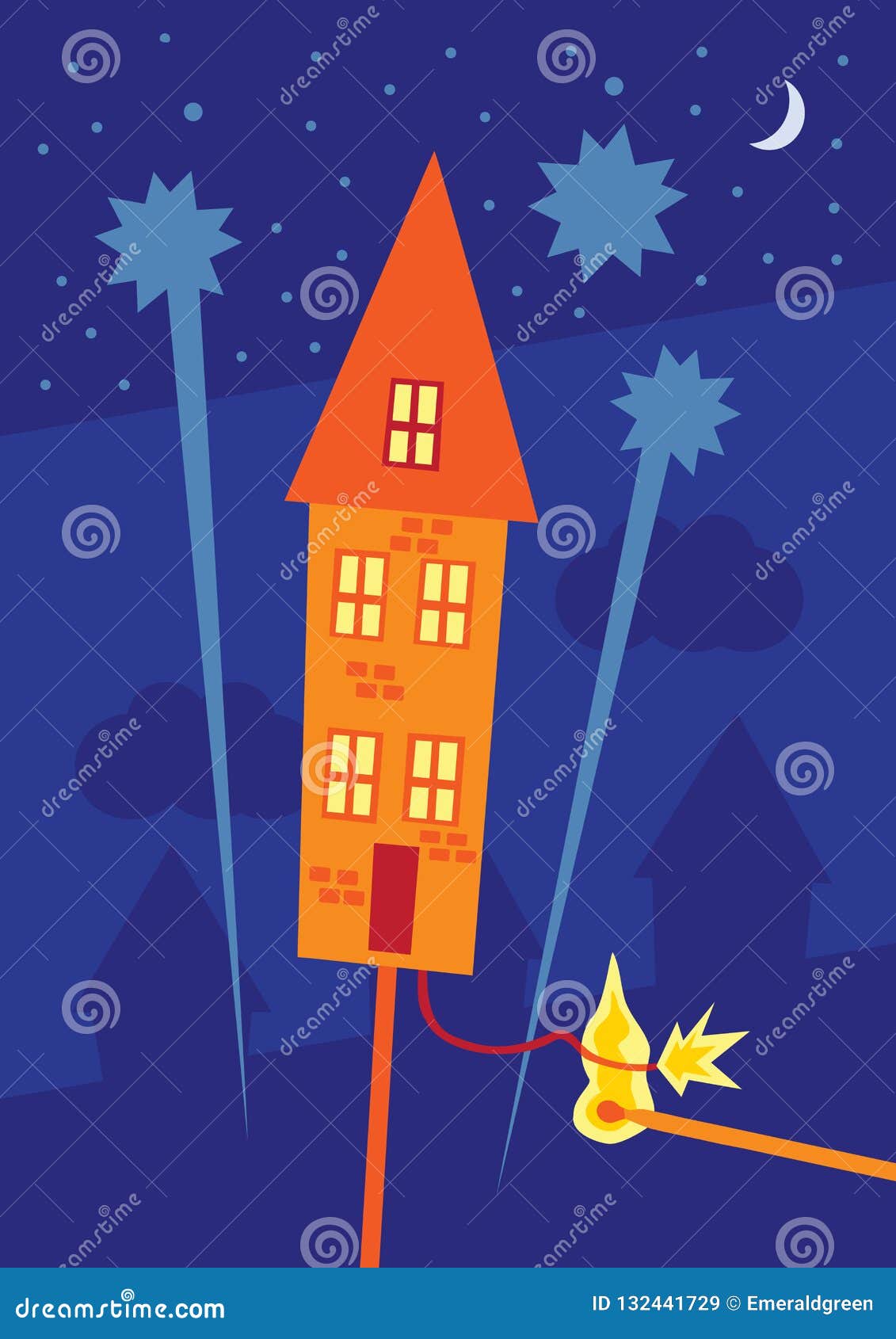 House Rocket stock vector. Illustration of fuse, home - 132441729